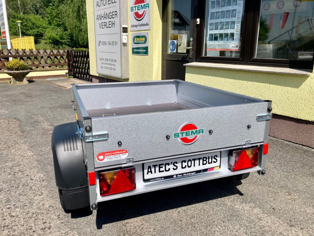 STEMA MINI 750 (S16)Kastenanhänger, gebremst1,34 x 1,08m | 750kg | 10″ – Atecs