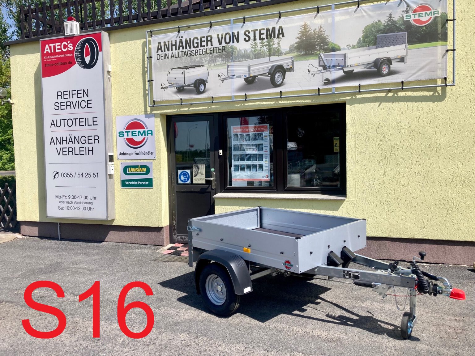 STEMA MINI 750 (S16)Kastenanhänger, gebremst1,34 x 1,08m | 750kg | 10″ – Atecs